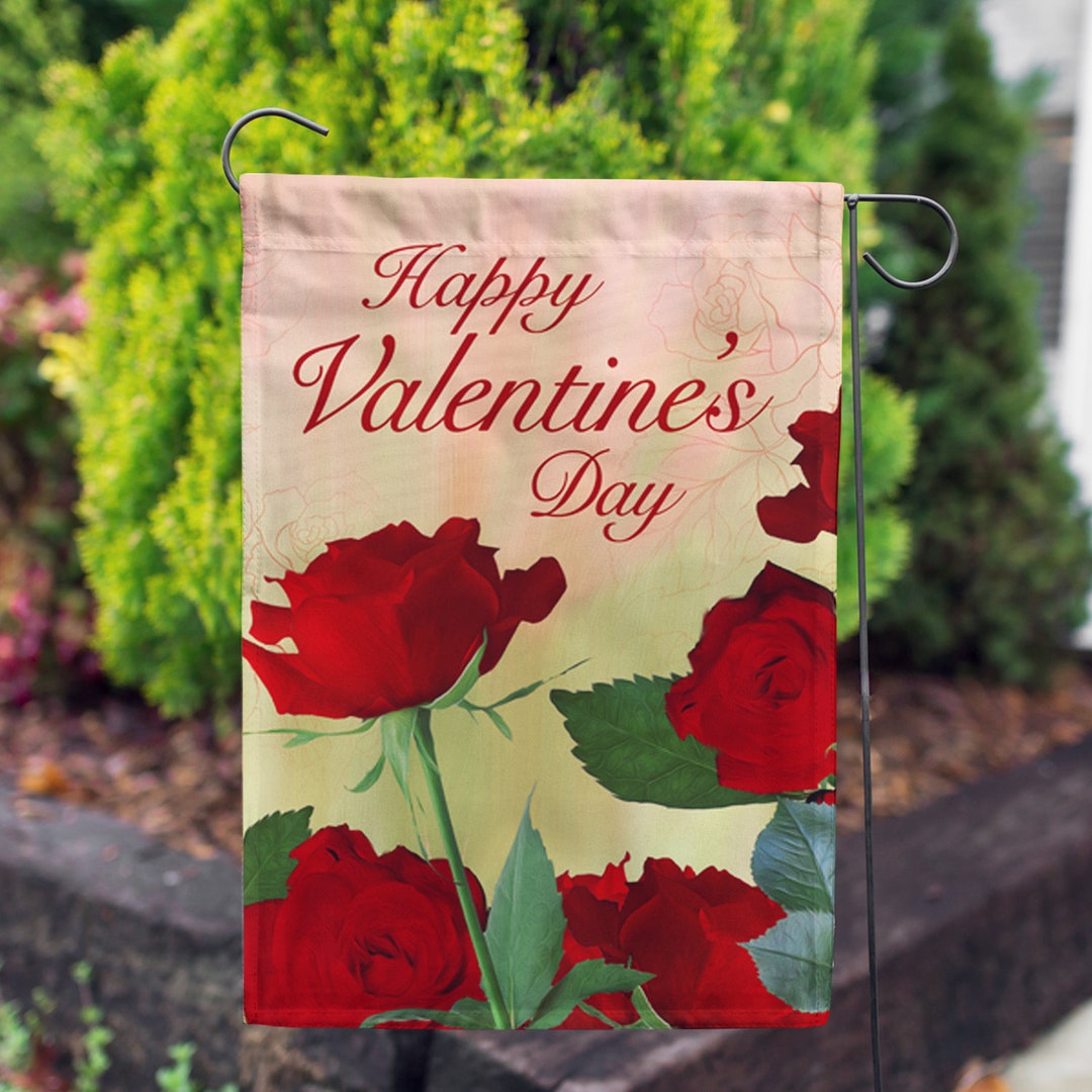 Happy Valentine's Day Garden Flag, Valentine Garden Flag, Valentines ...