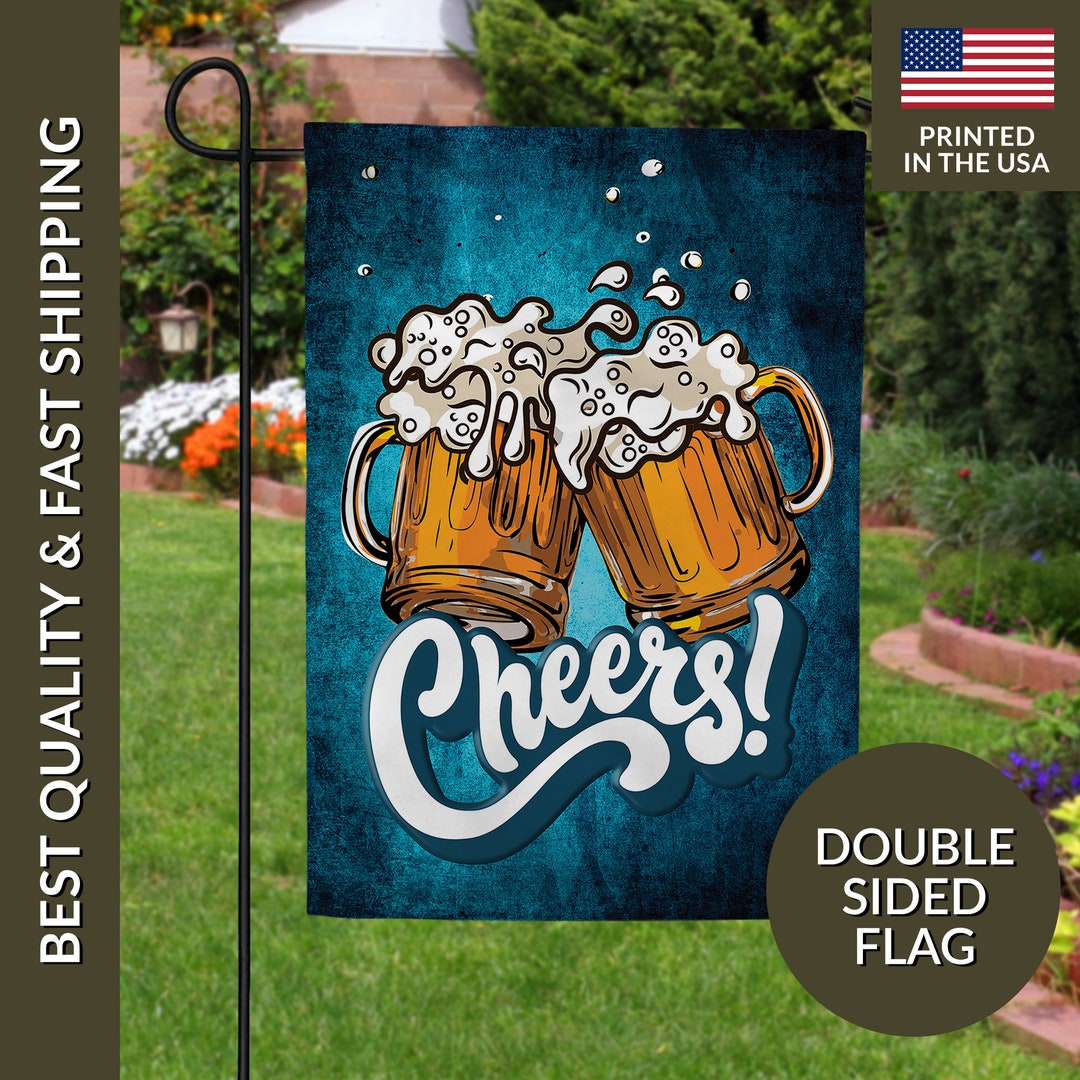 Cheers Garden Flag, Beer Garden Flag, Beer Lovers Flag, Happy Hour Flag ...