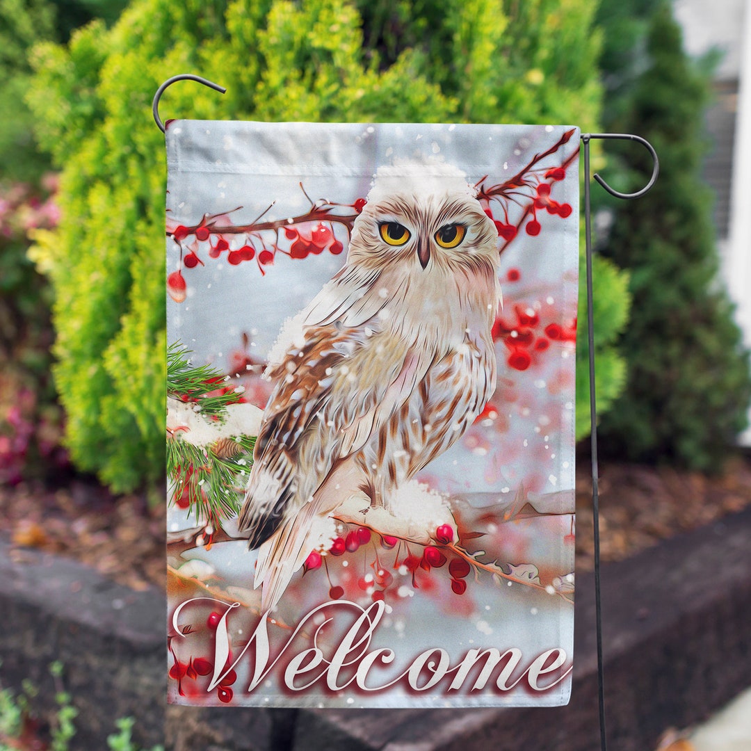 Snowy Owl Flag Winter Owl Garden Flag Owl's Winter - Etsy