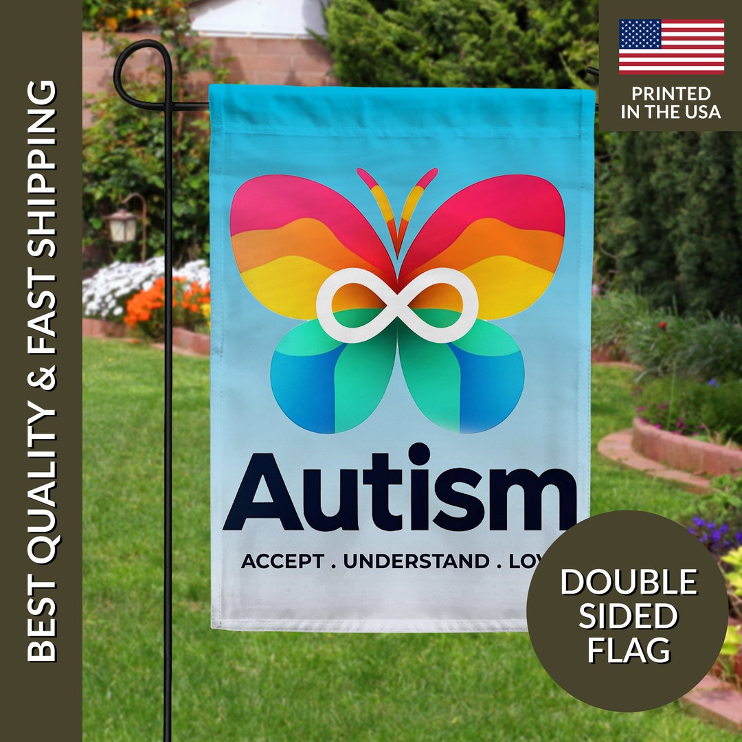 Autism Acceptance Butterfly Flag, Autism Awareness Garden Flag, Autism ...