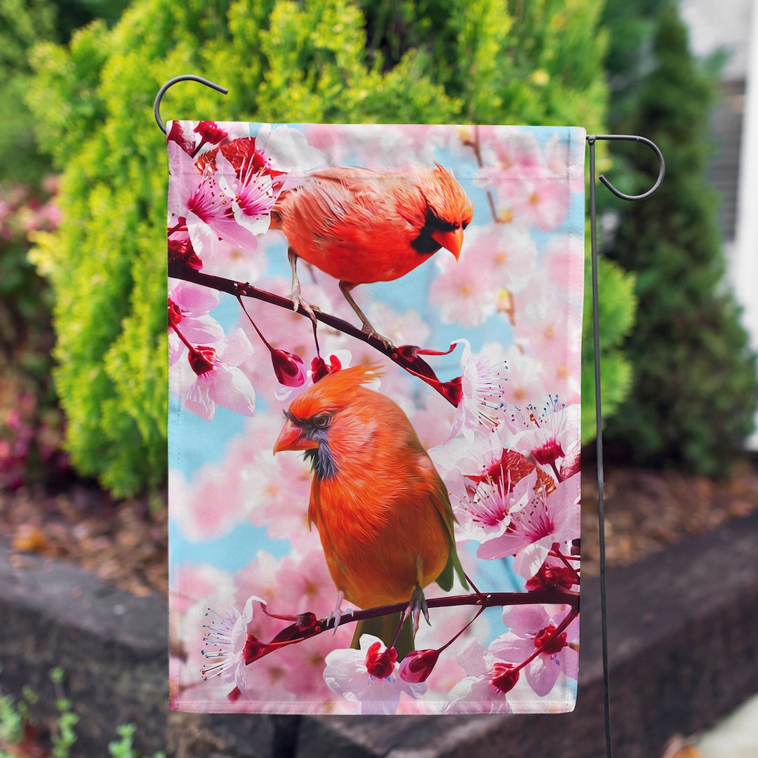 Cardinal Garden Flag, Red Cardinal Flag, Cardinal Floral Flag, Welcome ...