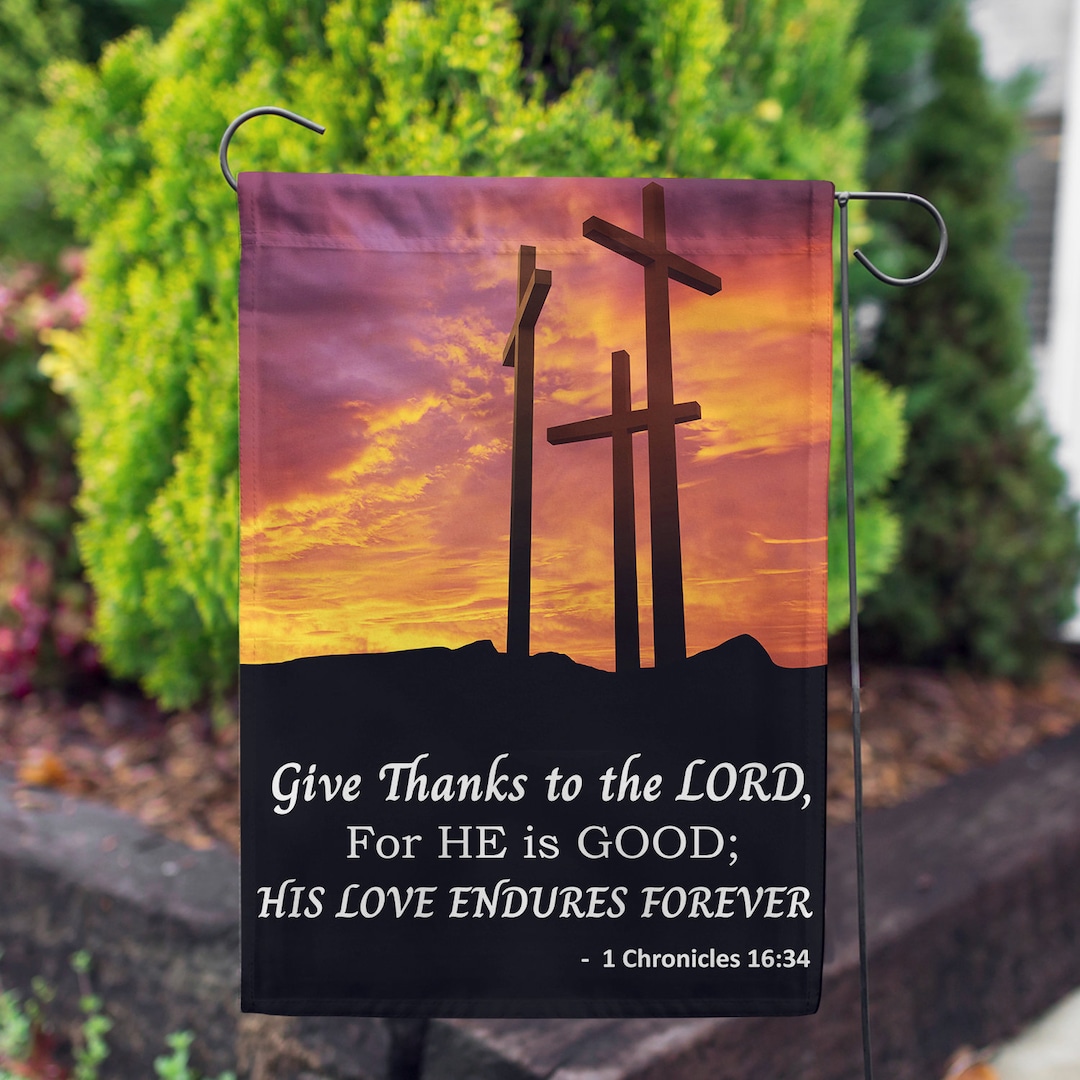 Scripture Garden Flag With Bible Verse and Crosses - Etsy