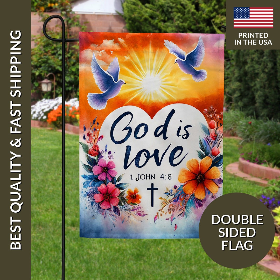 God is Love Garden Flag, God is Love Flag, Bible Verse Garden Flag ...