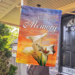 In Loving Memory Flag, Memorial Garden Flag, Cemetery Garden Flag, Lily ...