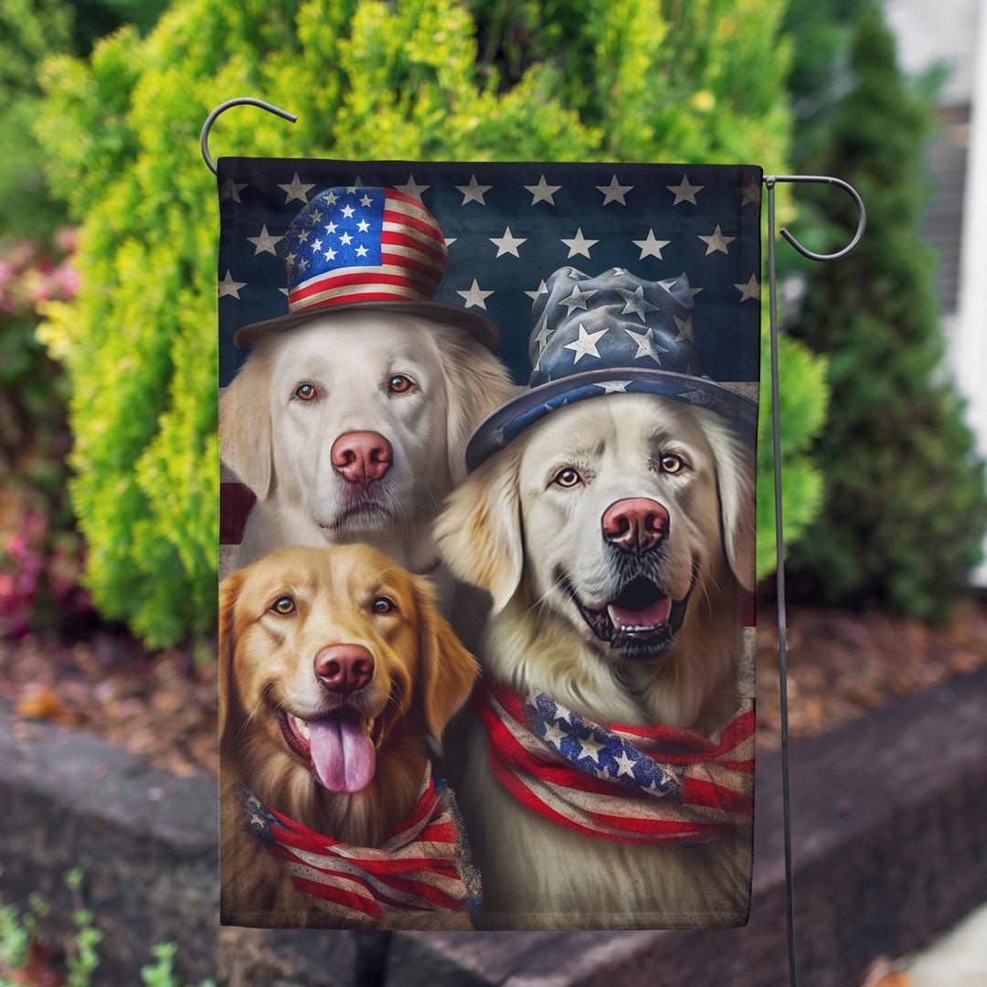 4th of July Dog Garden Flag, American Dog Garden Flag, Dogs Patriotic ...