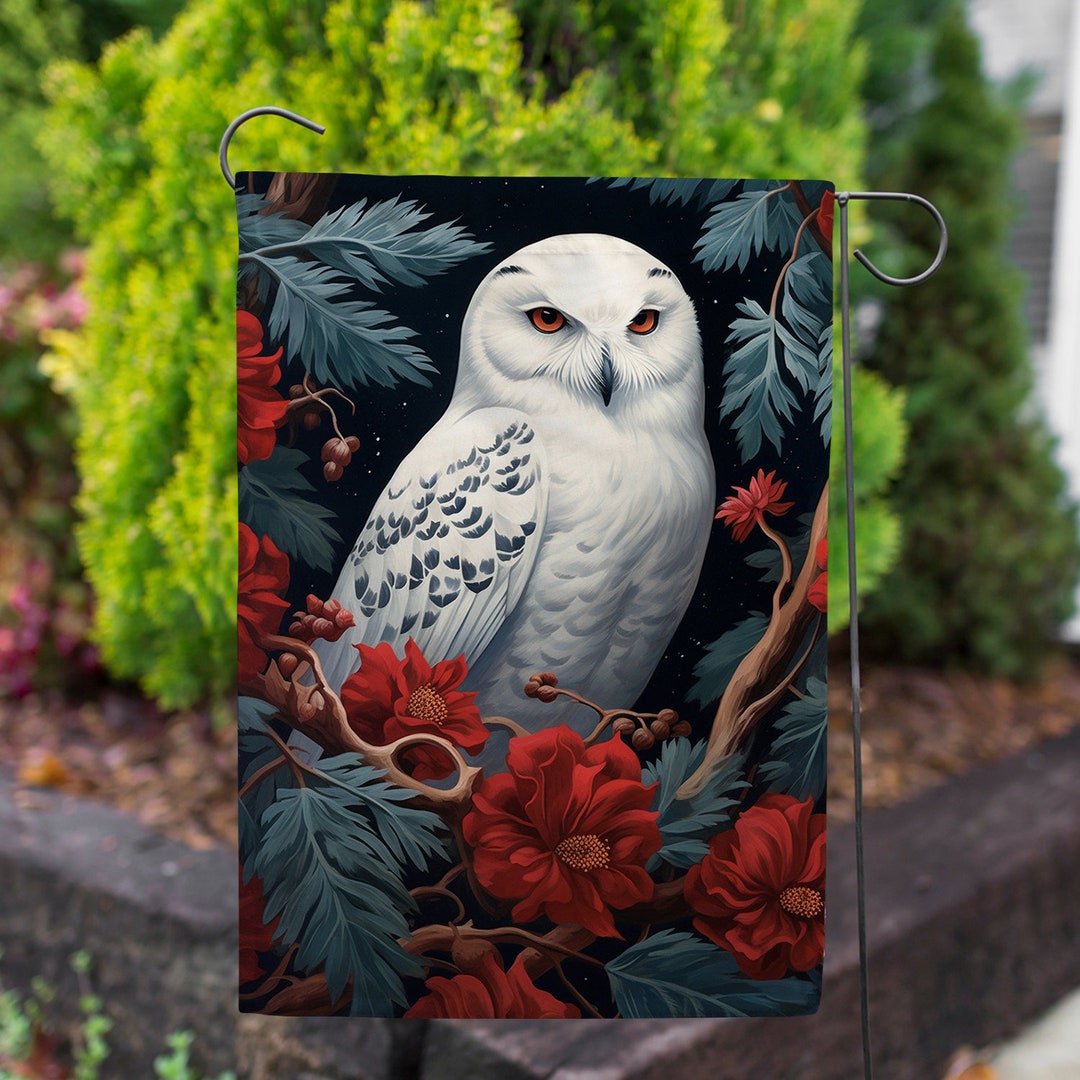 Snowy Owl Garden Flag, Snowy Owl Flag, Winter Owl Garden Flag, Winter ...