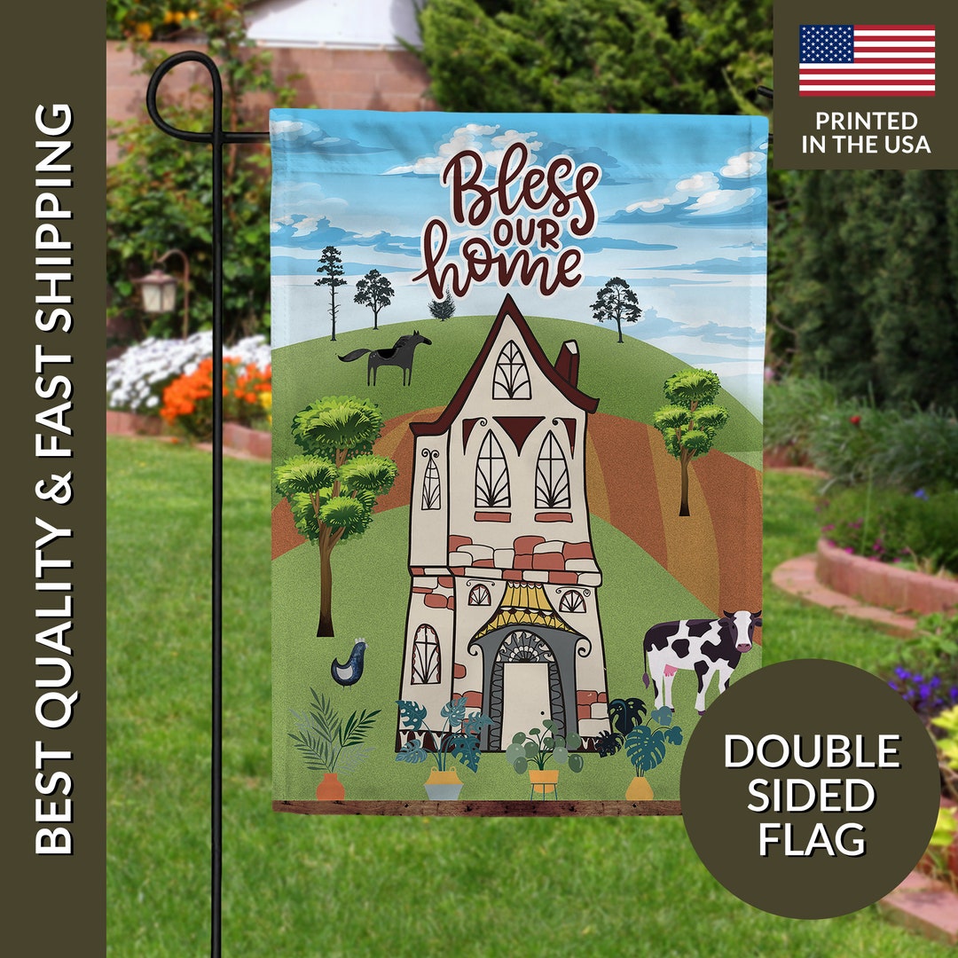 Bless Our Home Garden Flag, Farm Animals Flag, Primitive Garden Flag ...