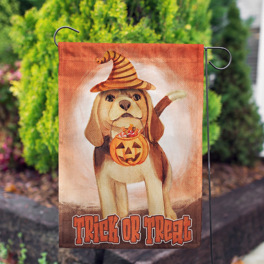 Trick or Treat Flag Halloween Dog Flag Dog Garden Flag - Etsy