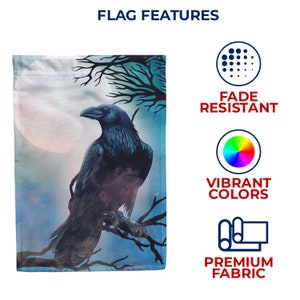 Gothic Raven Flag, Halloween Black Crow Garden Flag, Halloween Ravens ...