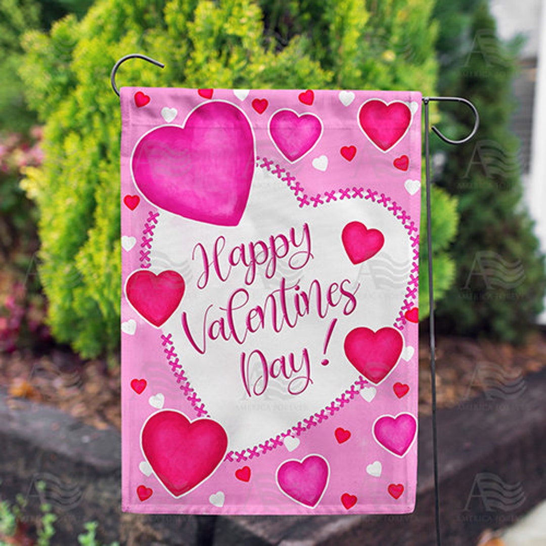 Happy Valentine's Day Garden Flag, Valentine Garden Flag, Valentine's ...
