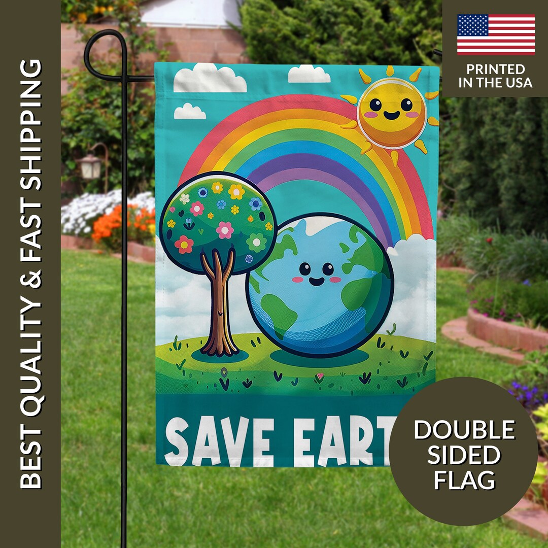 Save Earth Flag Garden Flag, Earth Day Flag, Save Our Planet Flag, Protect the Earth Flag ...