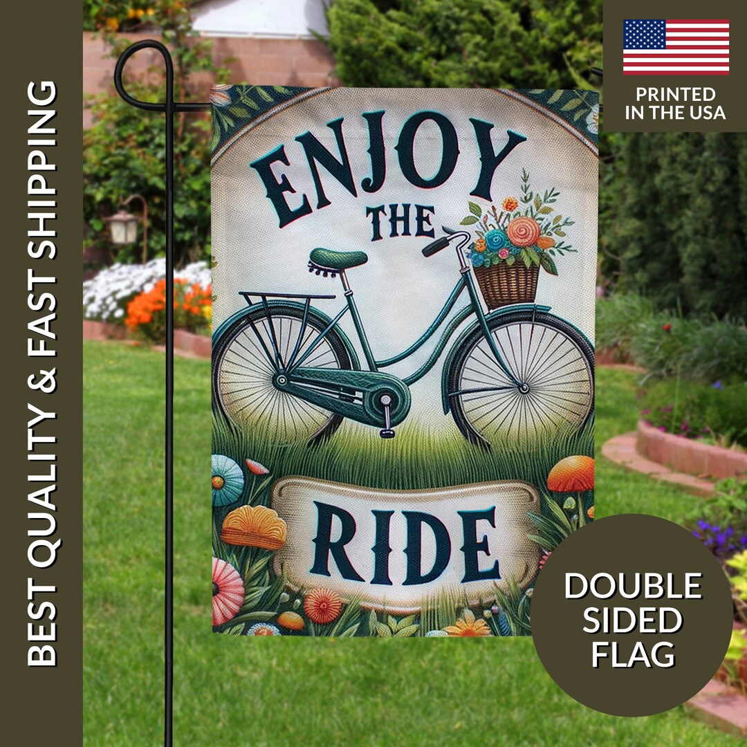 Enjoy the Ride Flag, Bike Ride Flag, Bicycle Garden Flag, Bicycle Flag ...