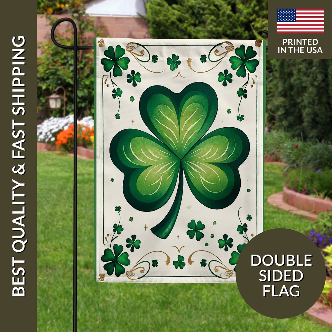St Patricks Day Flag, St Patrick's Day Garden Flag, Shamrock Flag ...