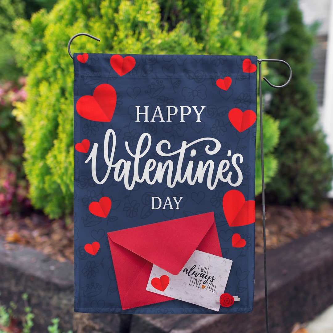 Happy Valentine's Day Garden Flag, Valentine Garden Flag, Valentine's ...