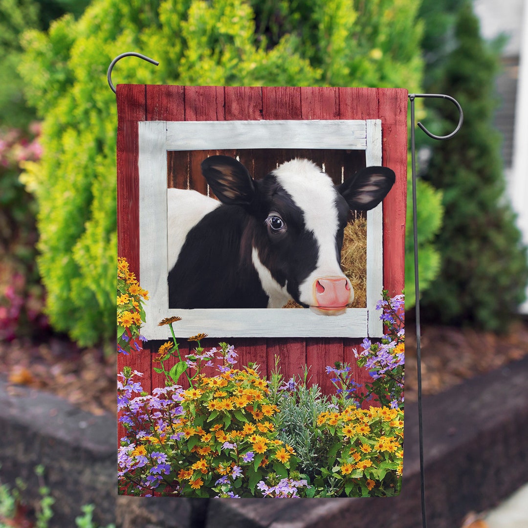 Spring Cow Garden Flag, Cow Welcome Garden Flag, Cow Spring Garden Flag ...