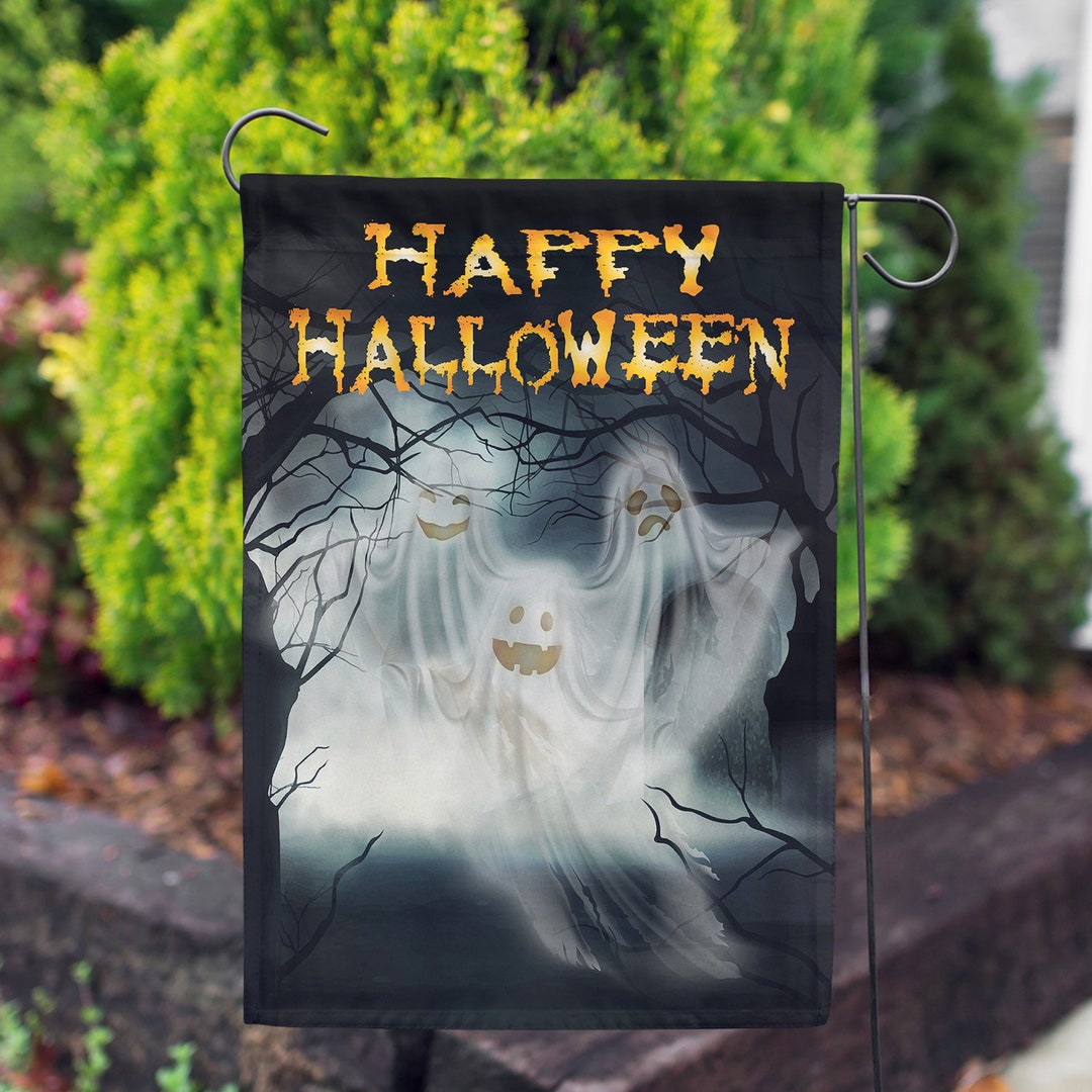 Halloween Ghost Flag, Ghost Garden Flag, Happy Halloween Garden Flag ...