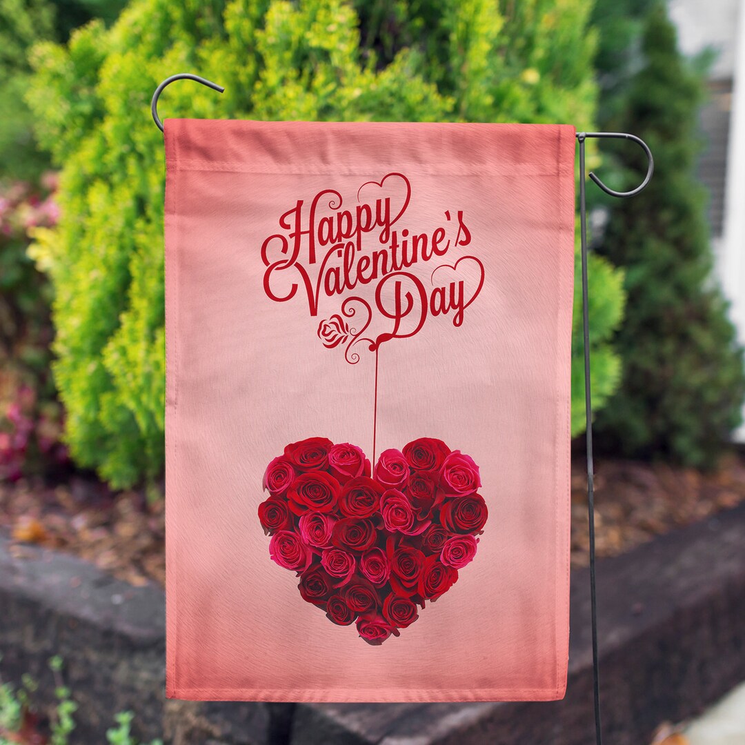 Happy Valentine's Day Garden Flag, Valentine Garden Flag, Valentine's ...