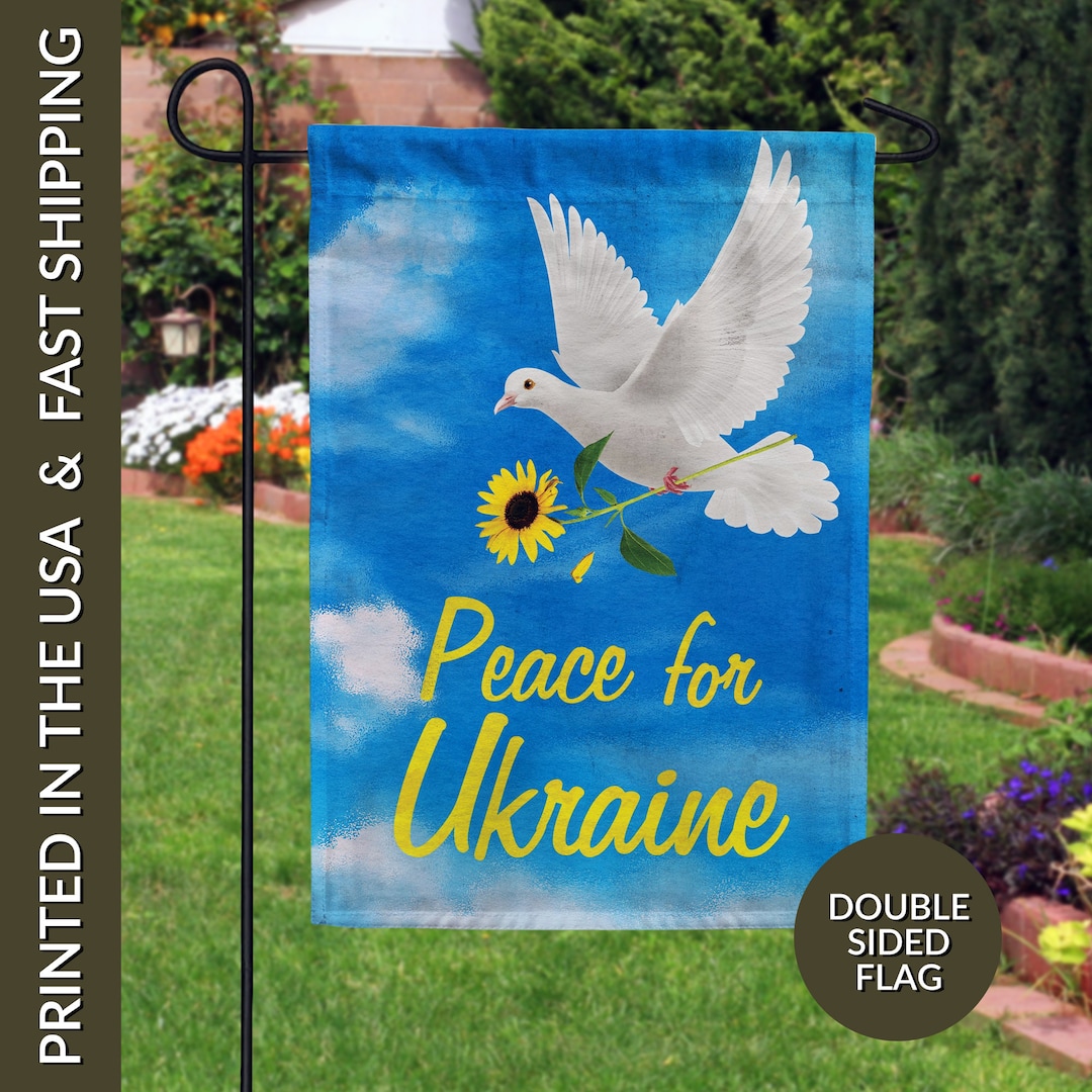 Support Ukraine Garden Flag, Ukraine Peace Flag, Peace Dove Garden Flag ...