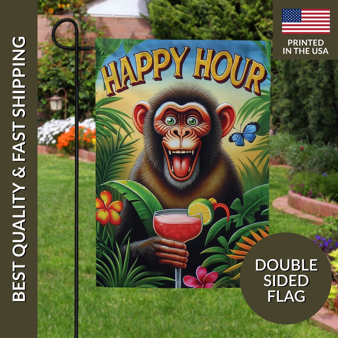 It's 5 O'clock Somewhere Garden Flag, Summer Monkey Flag, Beach Flag ...