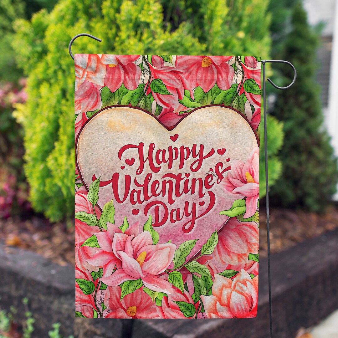 Happy Valentine's Day Garden Flag, Valentine Garden Flag, Valentines ...
