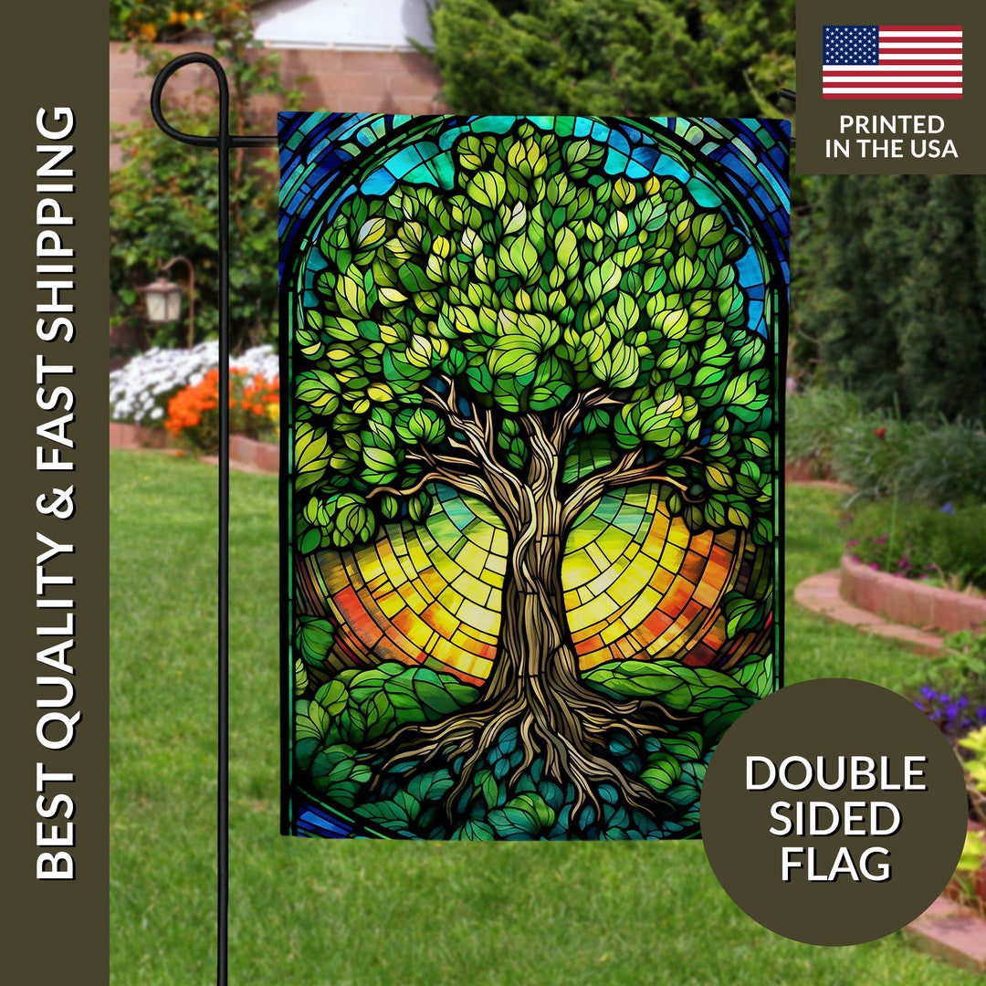 Stained Glass Tree of Life Garden Flag, Tree of Life Flag, Tree of Life ...