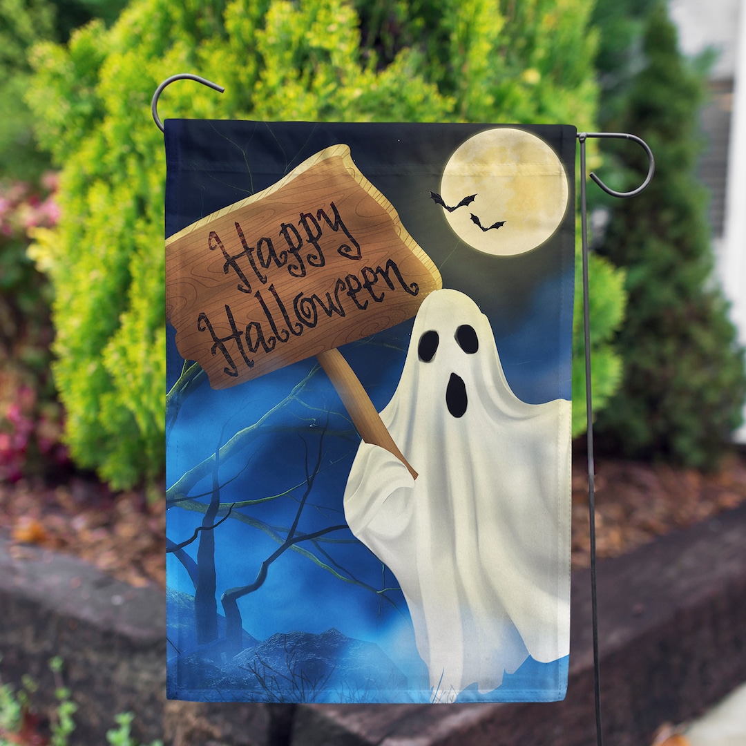 Ghost Garden Flag, Happy Halloween Garden Flag, Ghost Halloween Flag ...