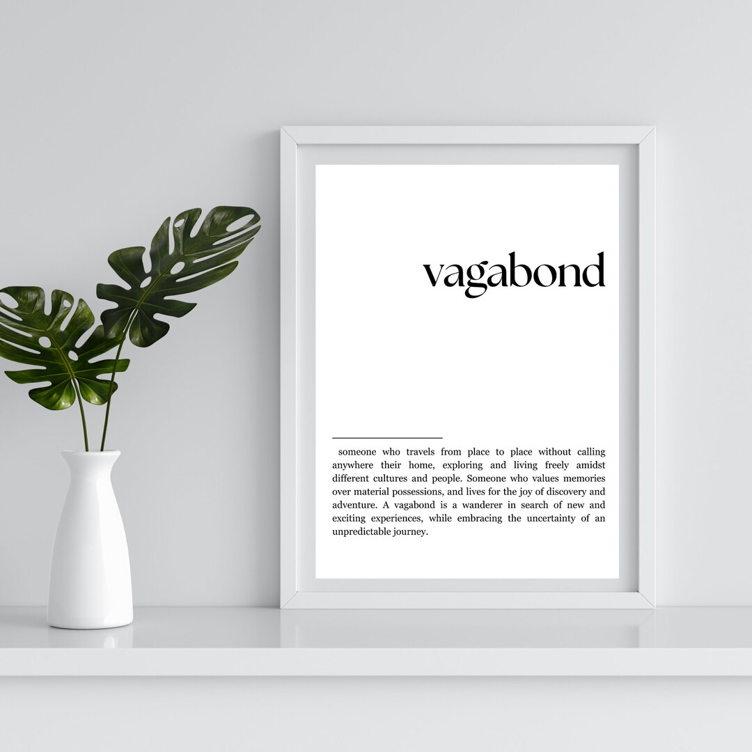 Vagabond Travel Definition Print Printable Wall Art Quote Gift Idea ...