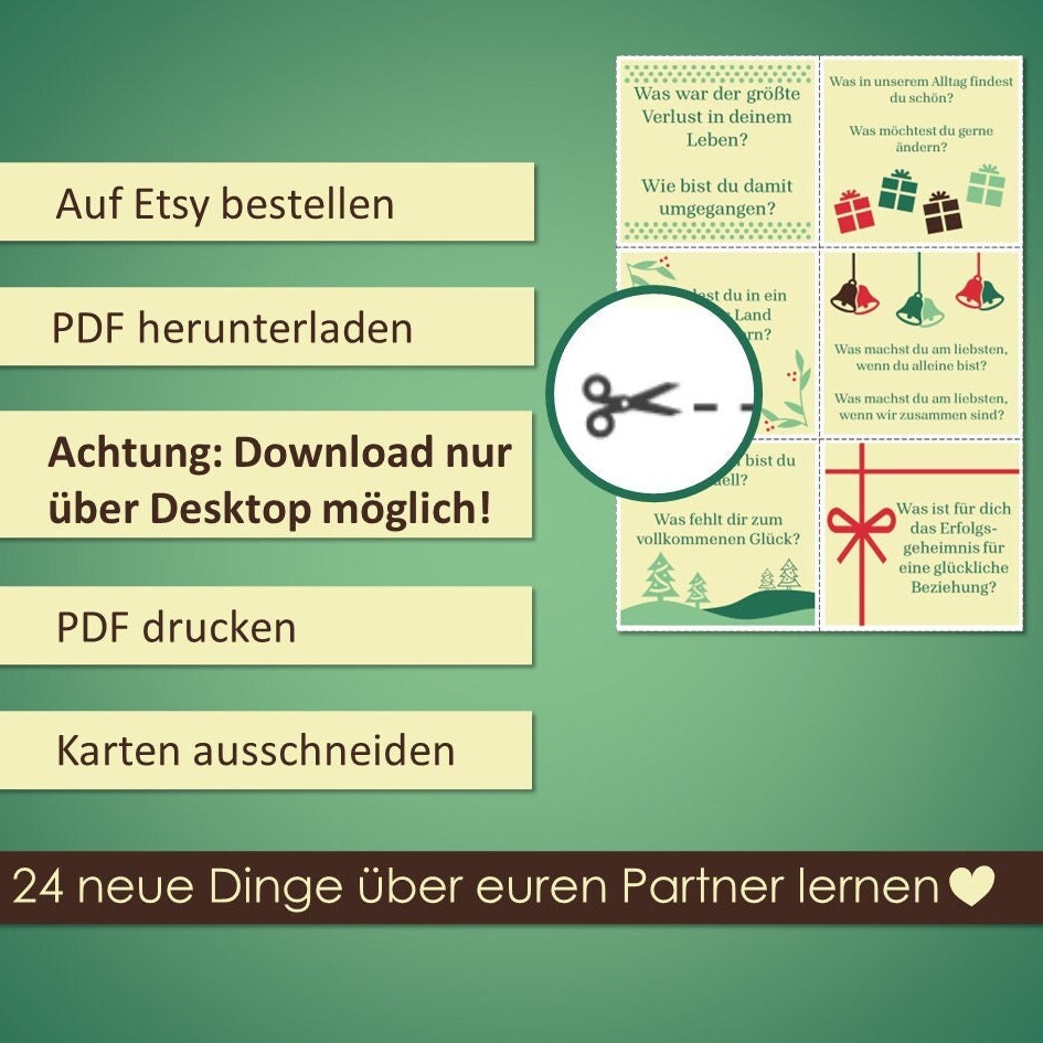 Advent Calendar for Couples - 24 Question Cards for More Time Together ...