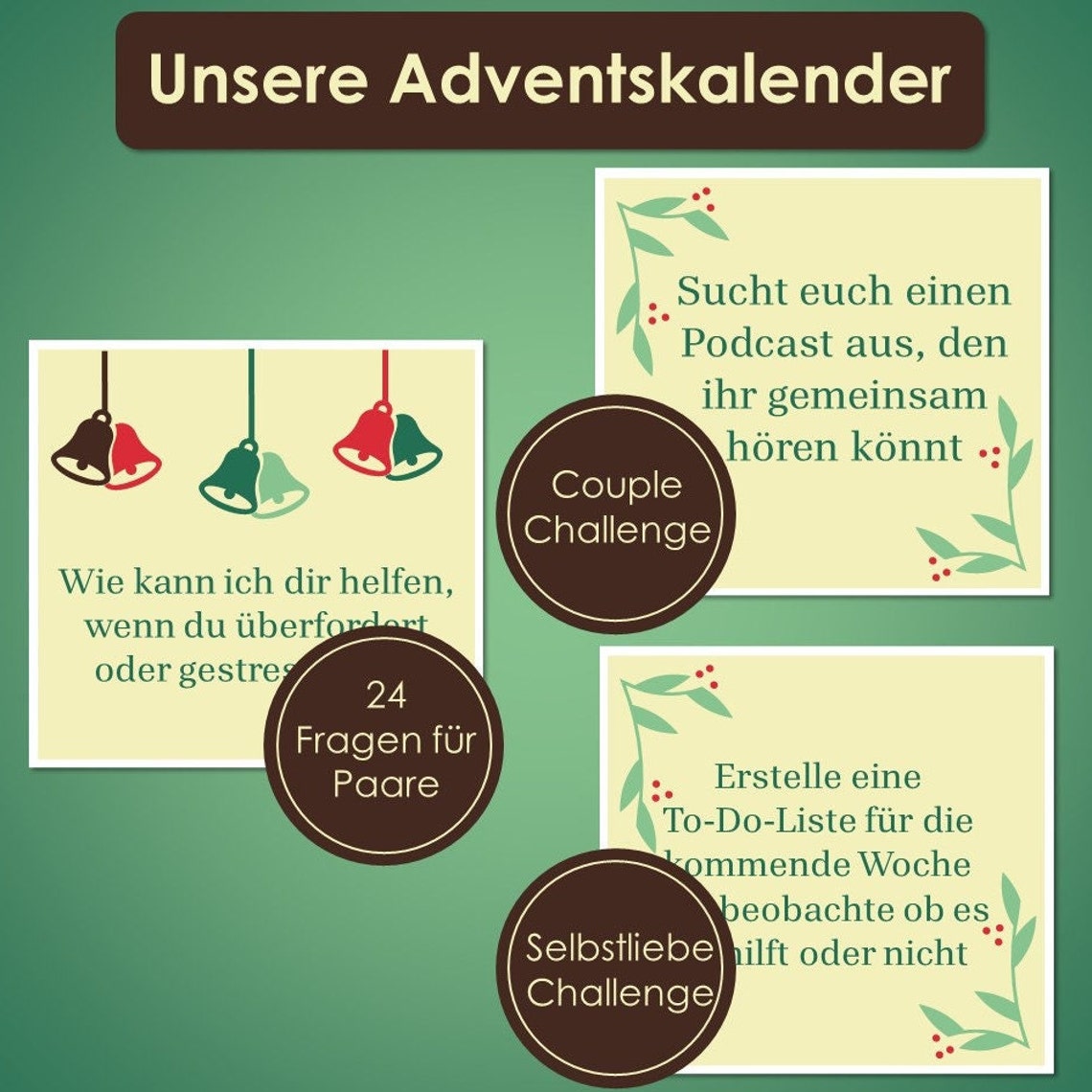 Advent Calendar for Couples - 24 Question Cards for More Time Together ...