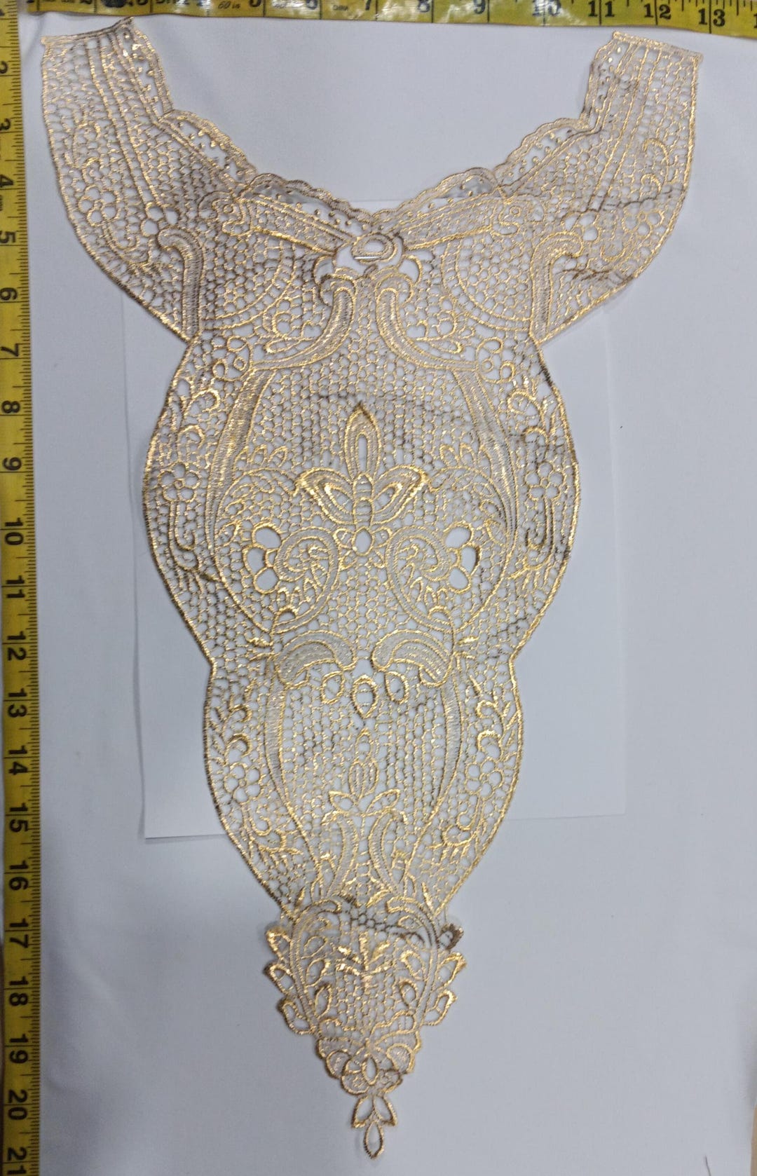 Intricate Gold Thread Embroidered Cut-out Neckline Bib – Statement ...