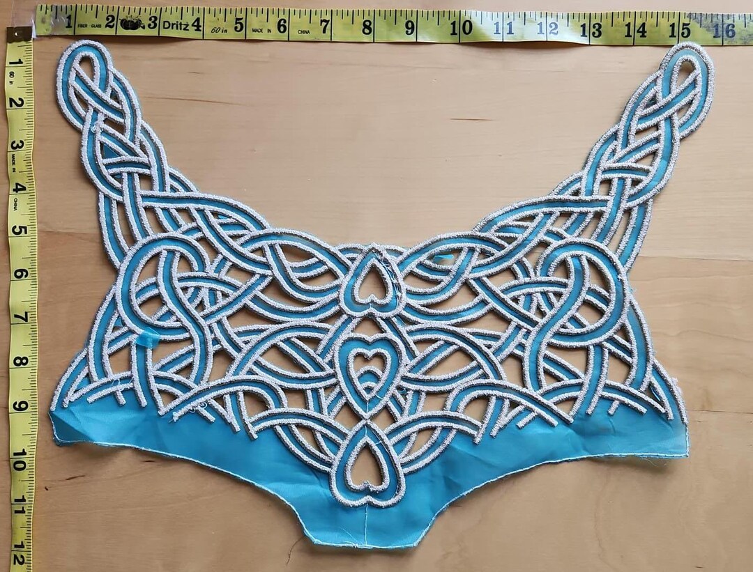 Turquoise Blue Hand-embroidered Cut-work Neckpiece #ADL203 - Etsy