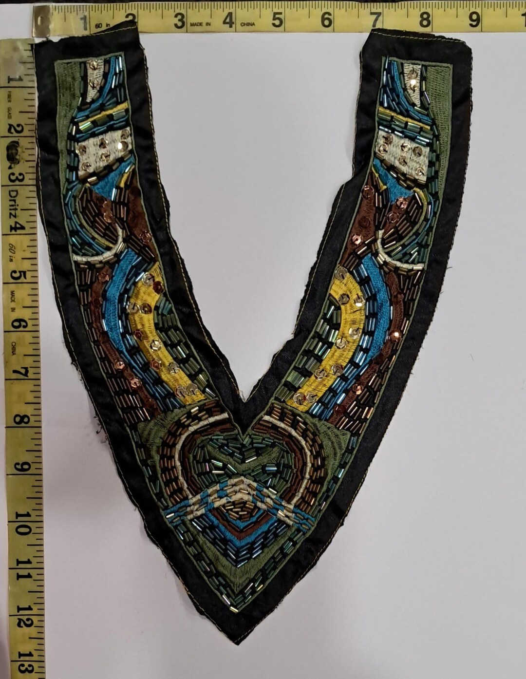 Tribal-inspired Beaded Bib Necklace | Embroidered Statement Neckline ...