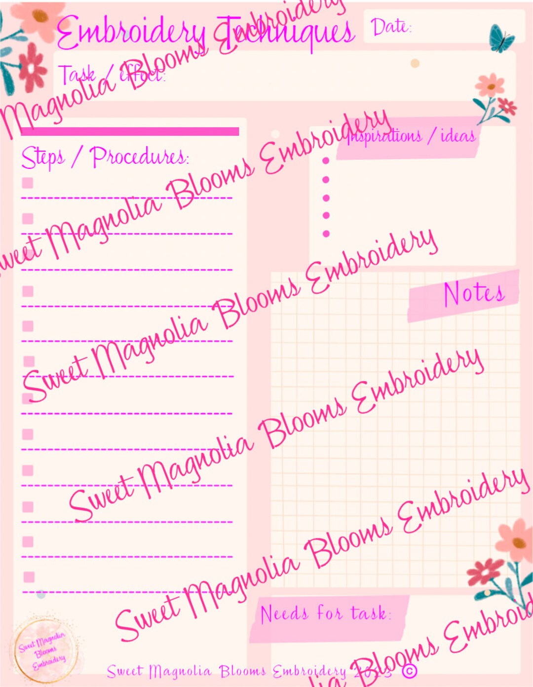 Machine Embroidery Journal - Printable Pages - Etsy