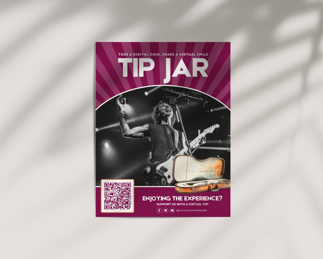 Musician Tip Qr Code Fully Editable in Canva Tips Accepted Tips ...