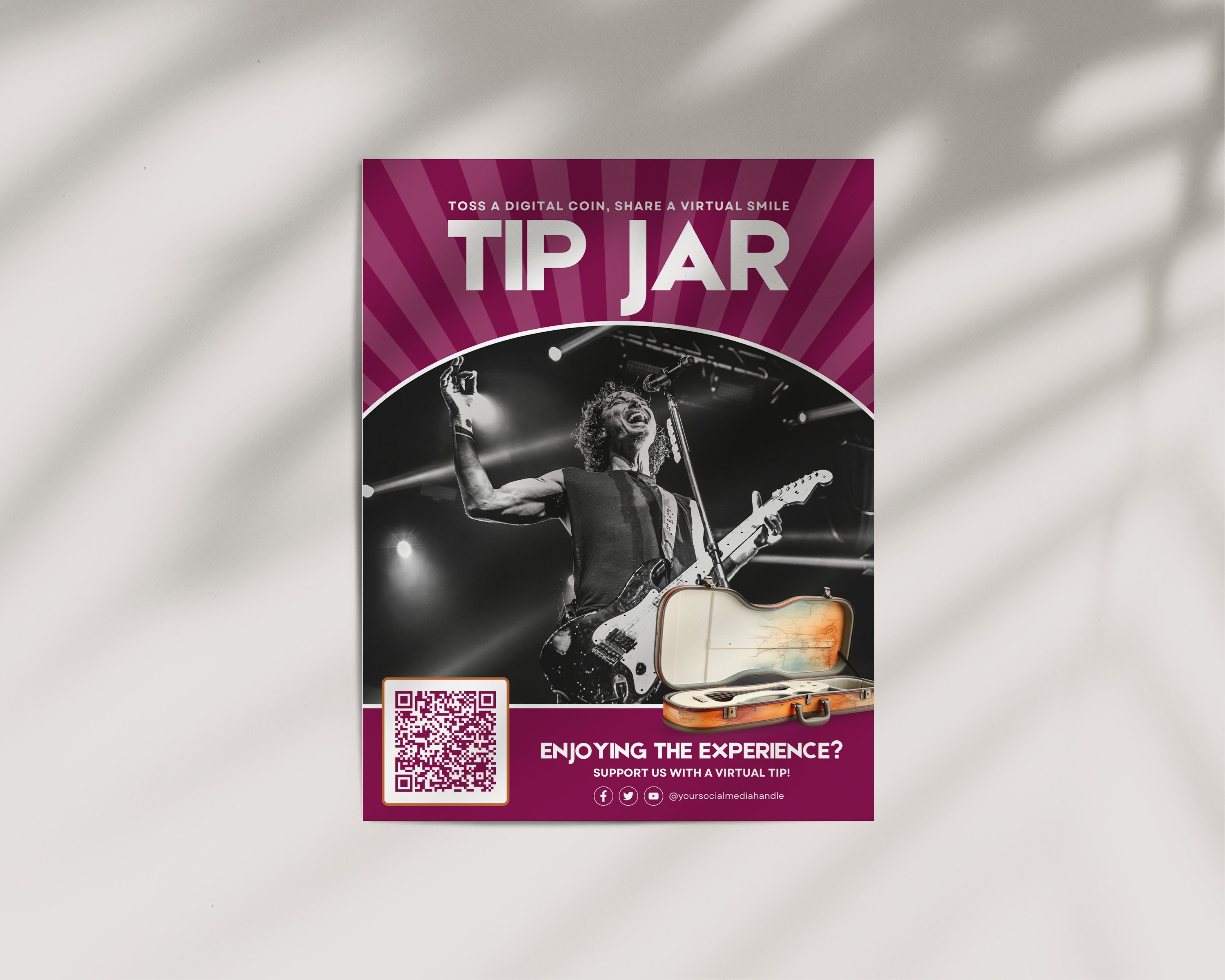Musician Tip Qr Code Fully Editable in Canva Tips Accepted Tips Appreciated Template Scan to Pay ...