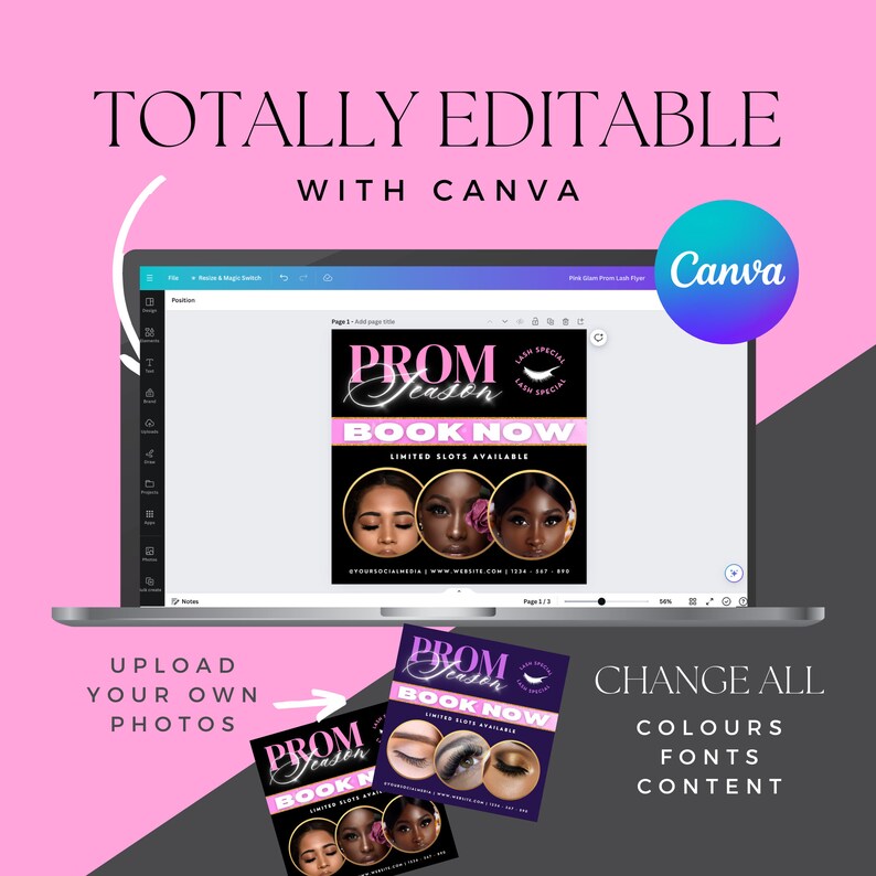Prom Lash Tech Promo Flyer, Diy Canva Template, Book Now Appointments ...