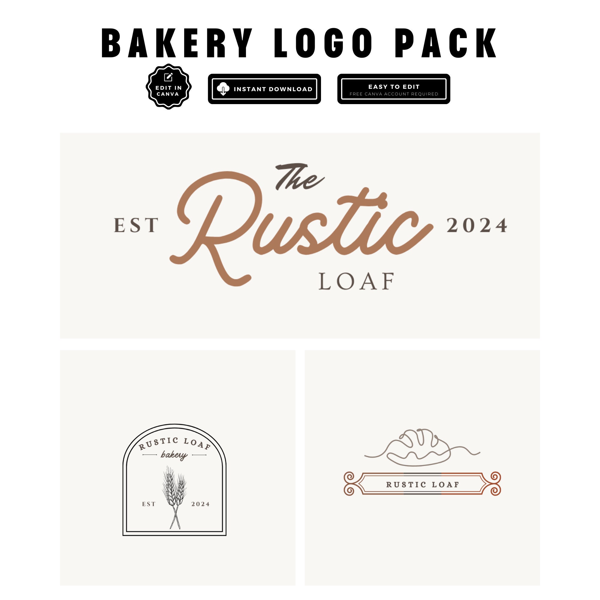 Editable Bakery Logo Pack | Bakery Instagram | Bakery Branding Kit ...