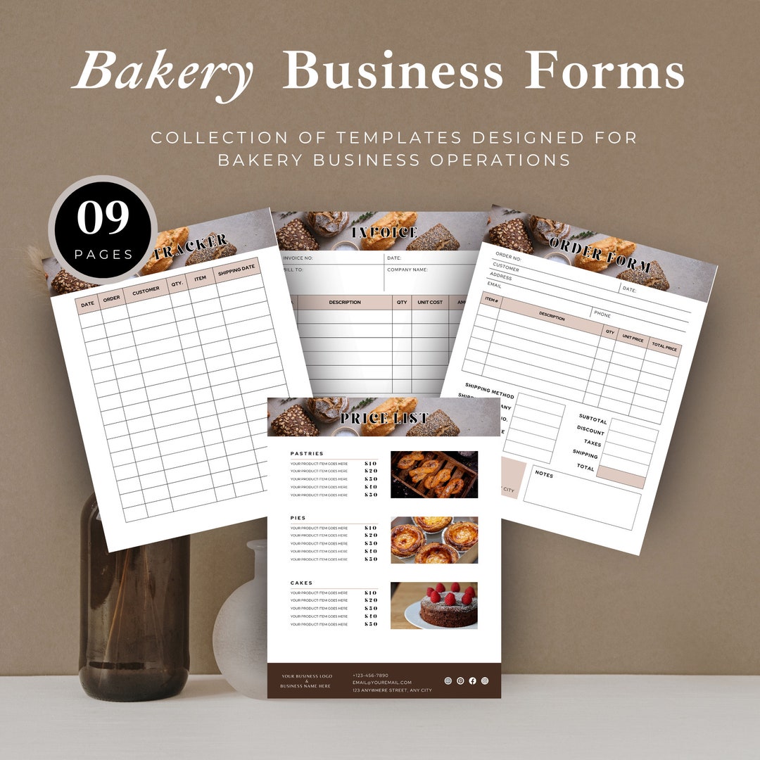 Bakery Business Forms Bundle Canva Template Canva Editable Baking ...