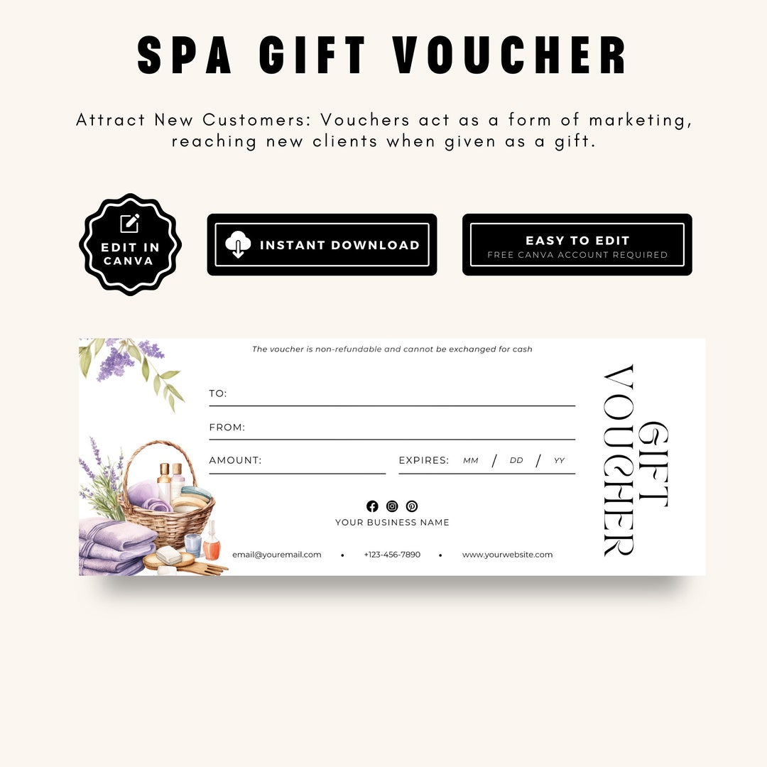 Spa Gift Voucher Template Coupon Marketing Certificate Small Business ...