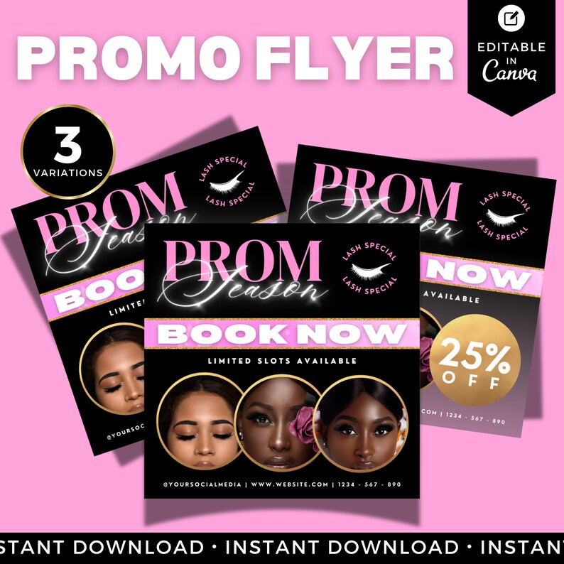 Prom Lash Tech Promo Flyer, Diy Canva Template, Book Now Appointments ...