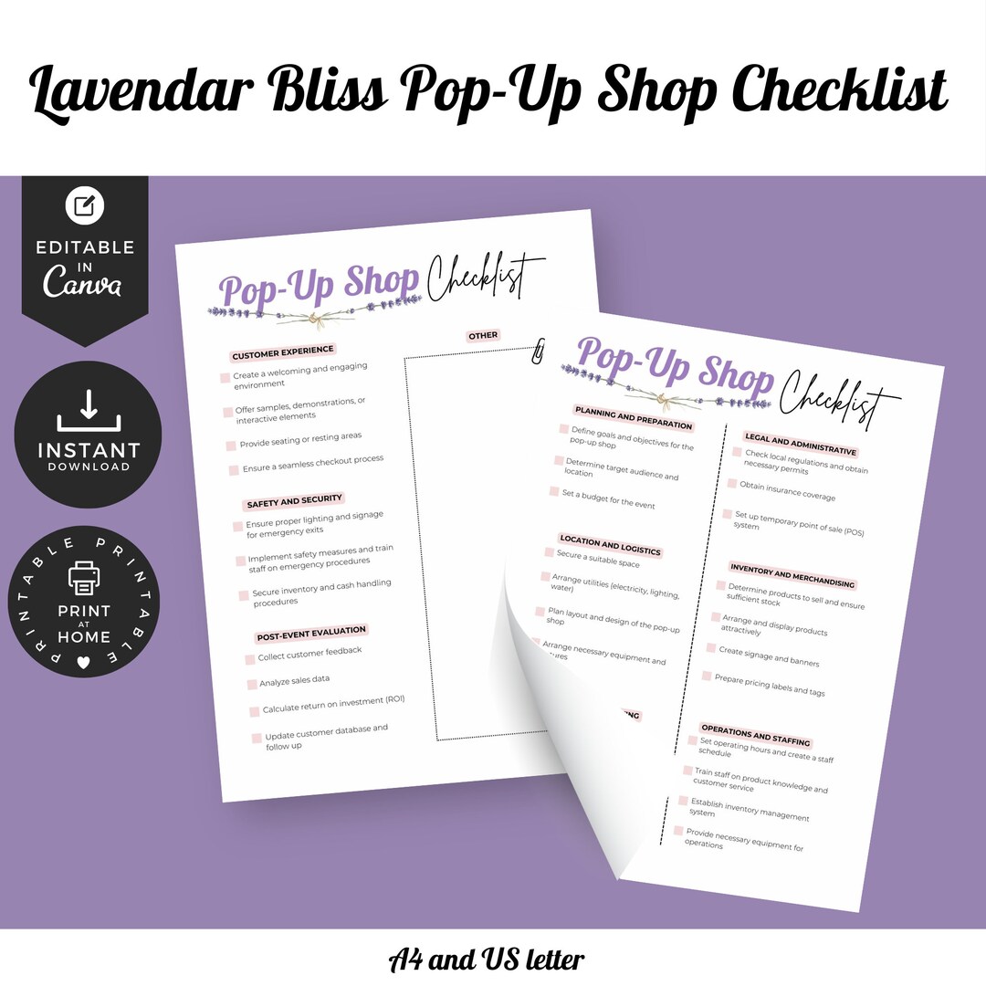 Pop-up Shop Checklist Canva Template Vendor Event Checklist - Etsy
