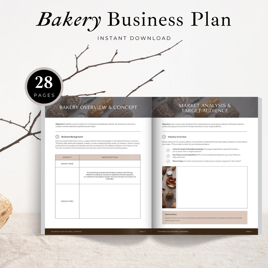 Bakery Business Plan | Bakery Planner | Business Plan Editable Canva ...