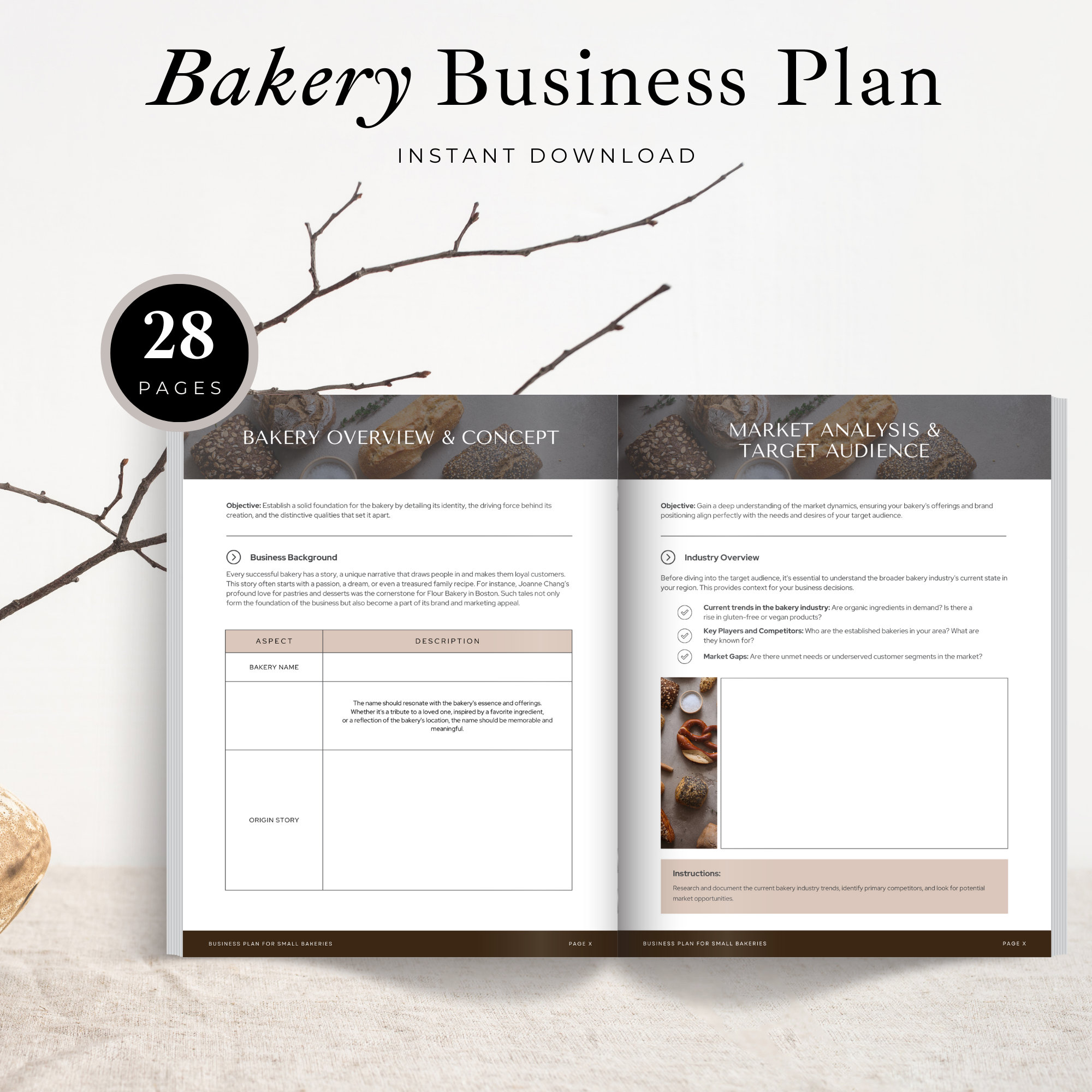 Bakery Business Plan | Bakery Planner | Business Plan Editable Canva ...