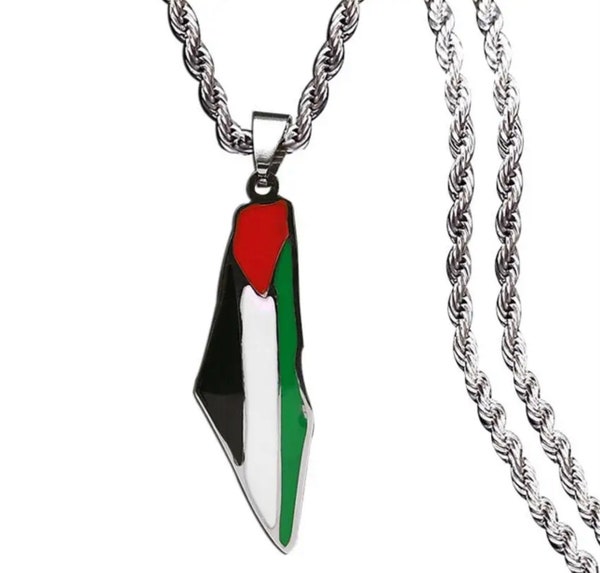 Palestine Necklace Palestine Map Necklace With Arabic Calligraphy ...