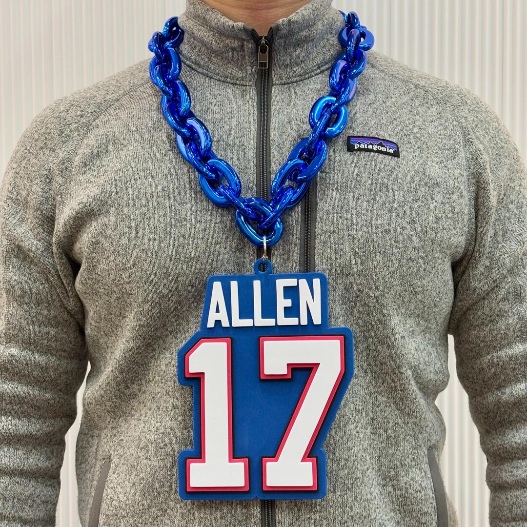 Buffalo Bills 17 Josh Allen Big Chain Necklace 8x5 EVO Foam Logo, 34 ...