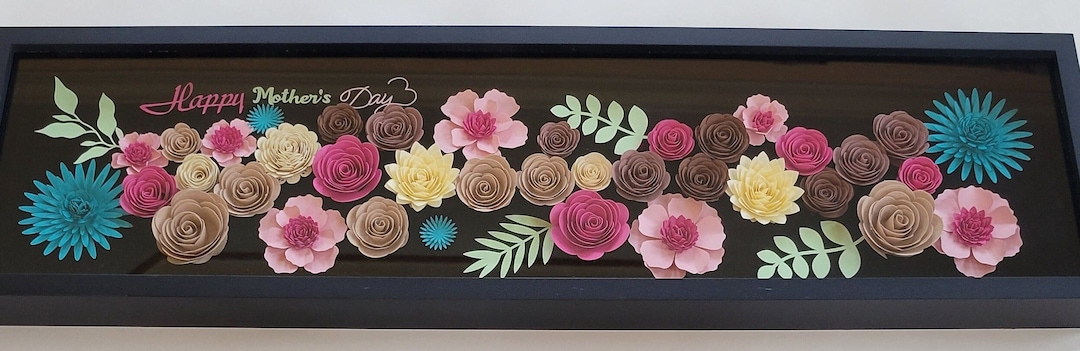 Flower Shadow Box Gift, Mom Paper Flower Frame Gift, Large Floral ...