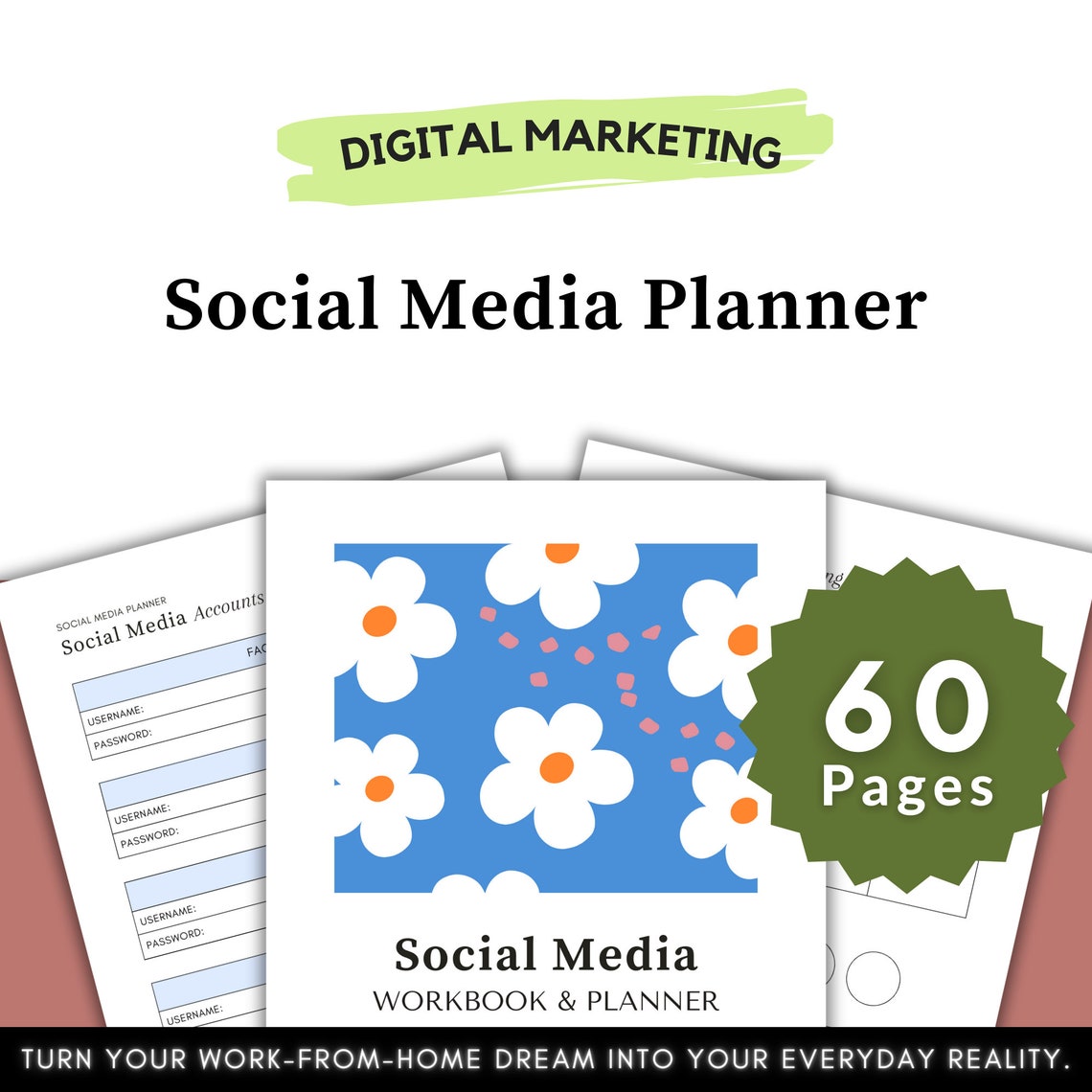 Social Media Planner, Content Planner, Social Media Calendar Template ...