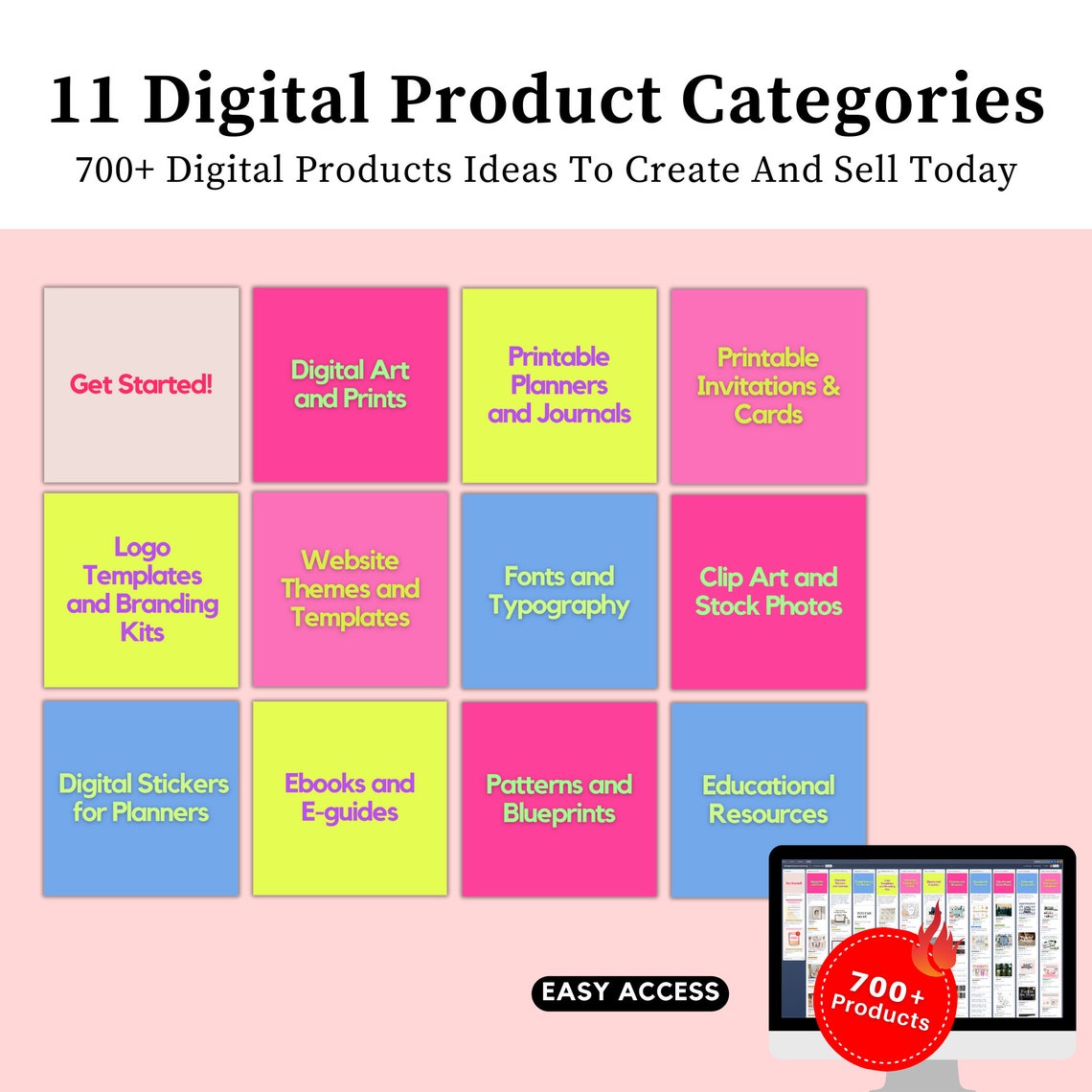 700 DIGITAL PRODUCTS IDEAS, Sell on Etsy for Passive Income, Small ...