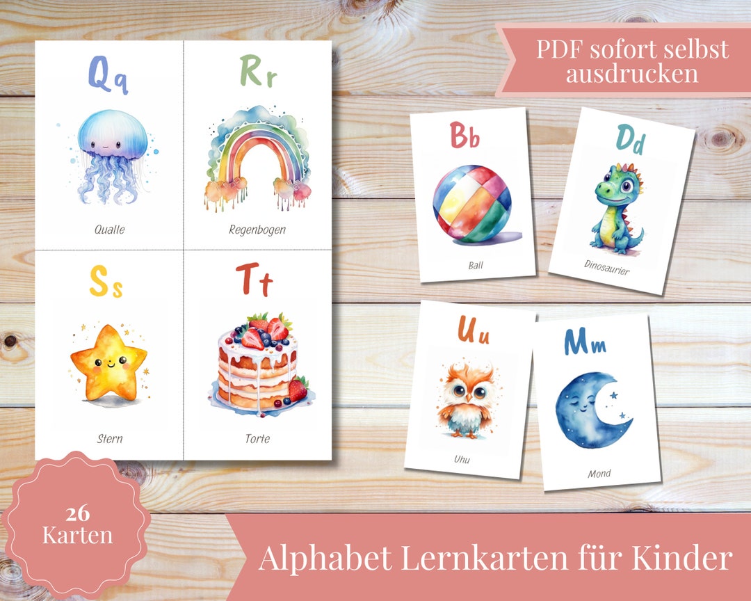 Self-printable PDF Alphabet Flashcards for Children for Playful ...