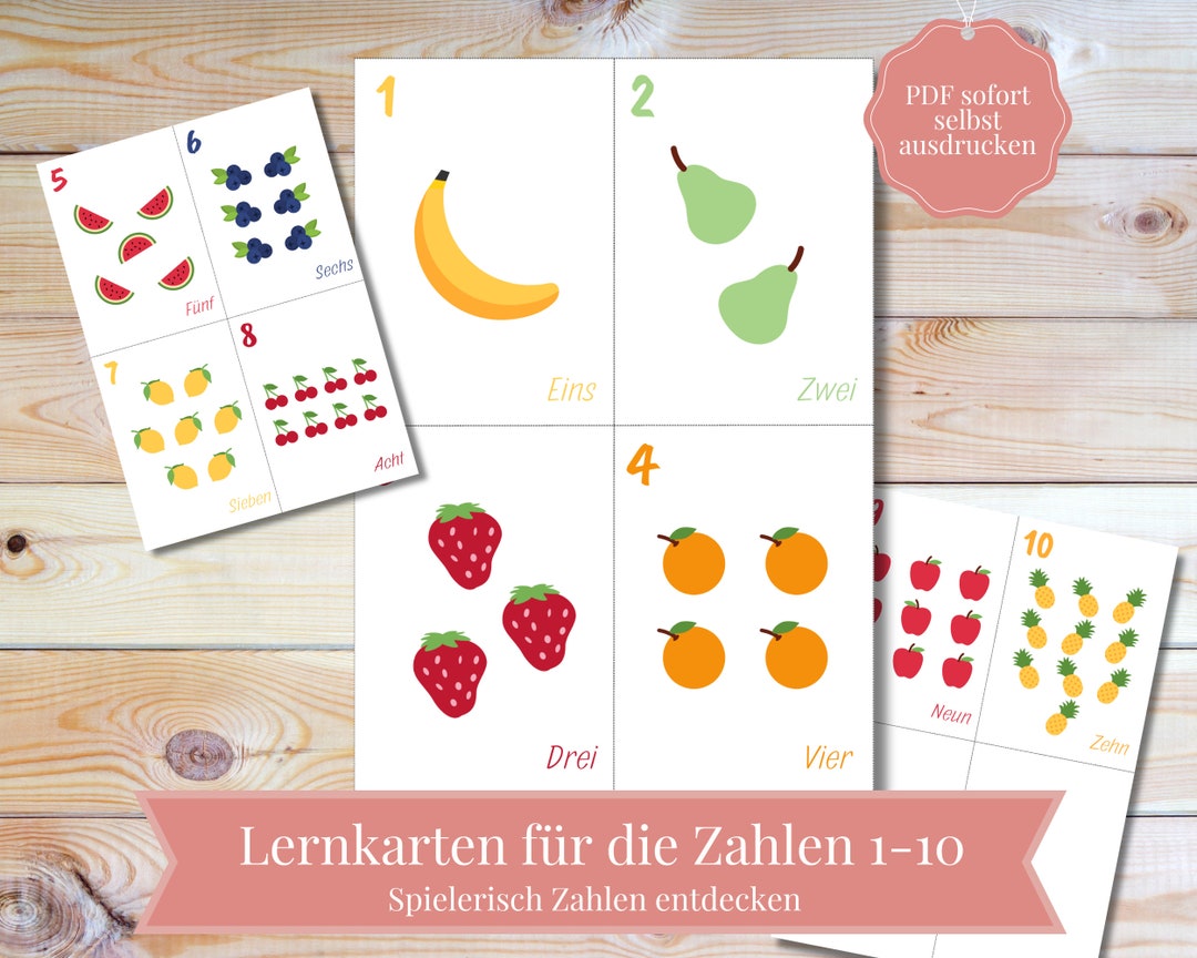 Digital Learning Cards Fruit Numbers 1-10: Playful Counting With Fruits ...